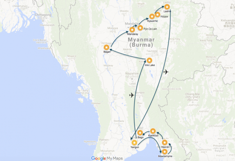 Suggested itinerary: Myanmar (Burma) North and South