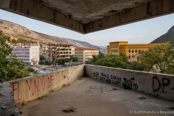 The Sniper Tower in Mostar, Bosnia and Herzegovina