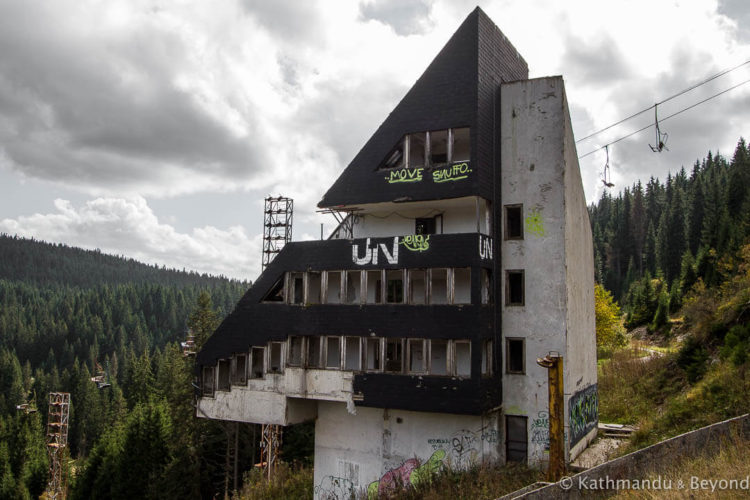 The Olympic ski jumps and former Hotel Igman in Bosnia and Herzegovina