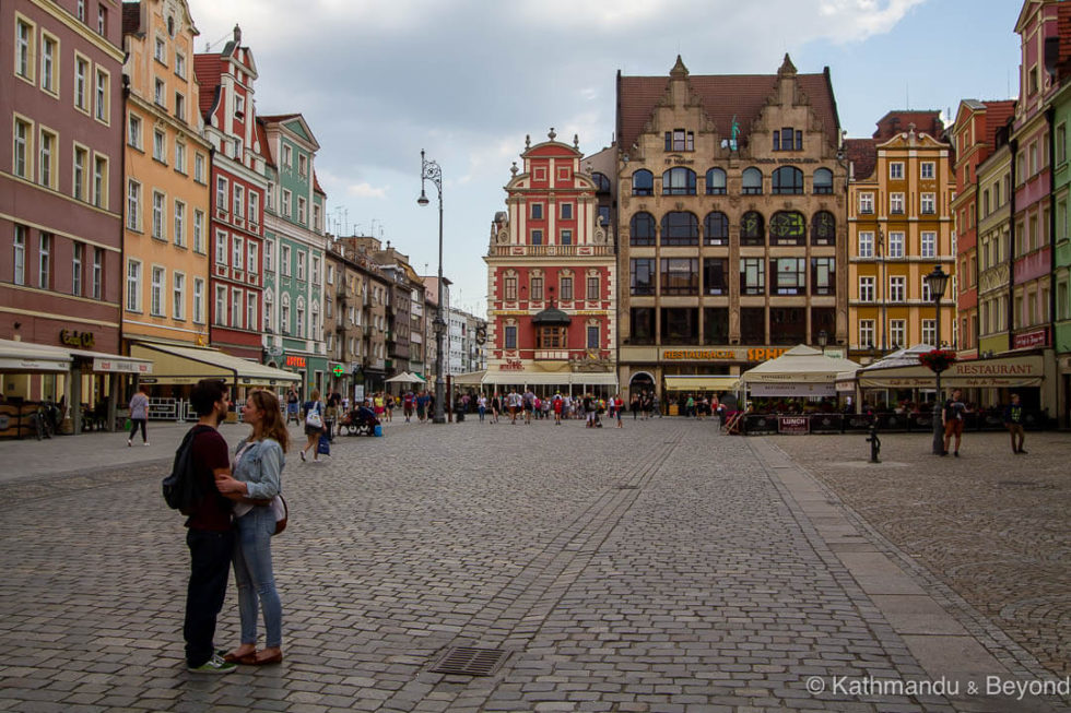 A Romantic Moment on Wroclaw's Stary Rynek in Poland